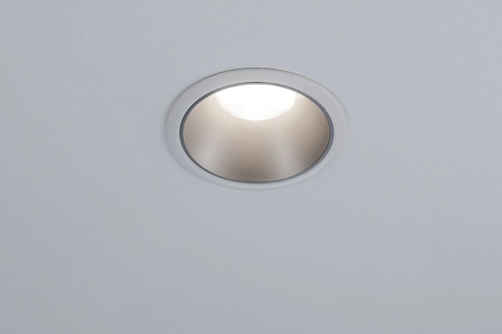 Paulmann 93409 LED Cole, bodovka v bílo-stříbrné úpravě, 1x6,5W LED 2700K tříkrokové stmívání, prům. 8,8cm, IP44