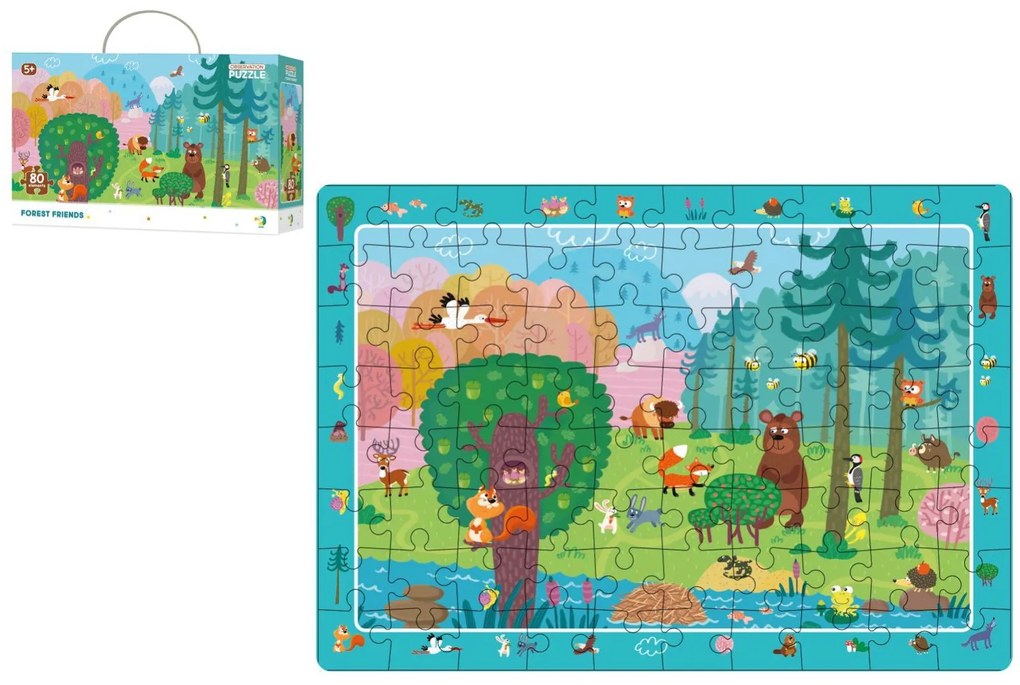 DoDo Puzzle Přátelé z lesa 45x31cm 80 dílků v krabici 25x16x6,5cm
