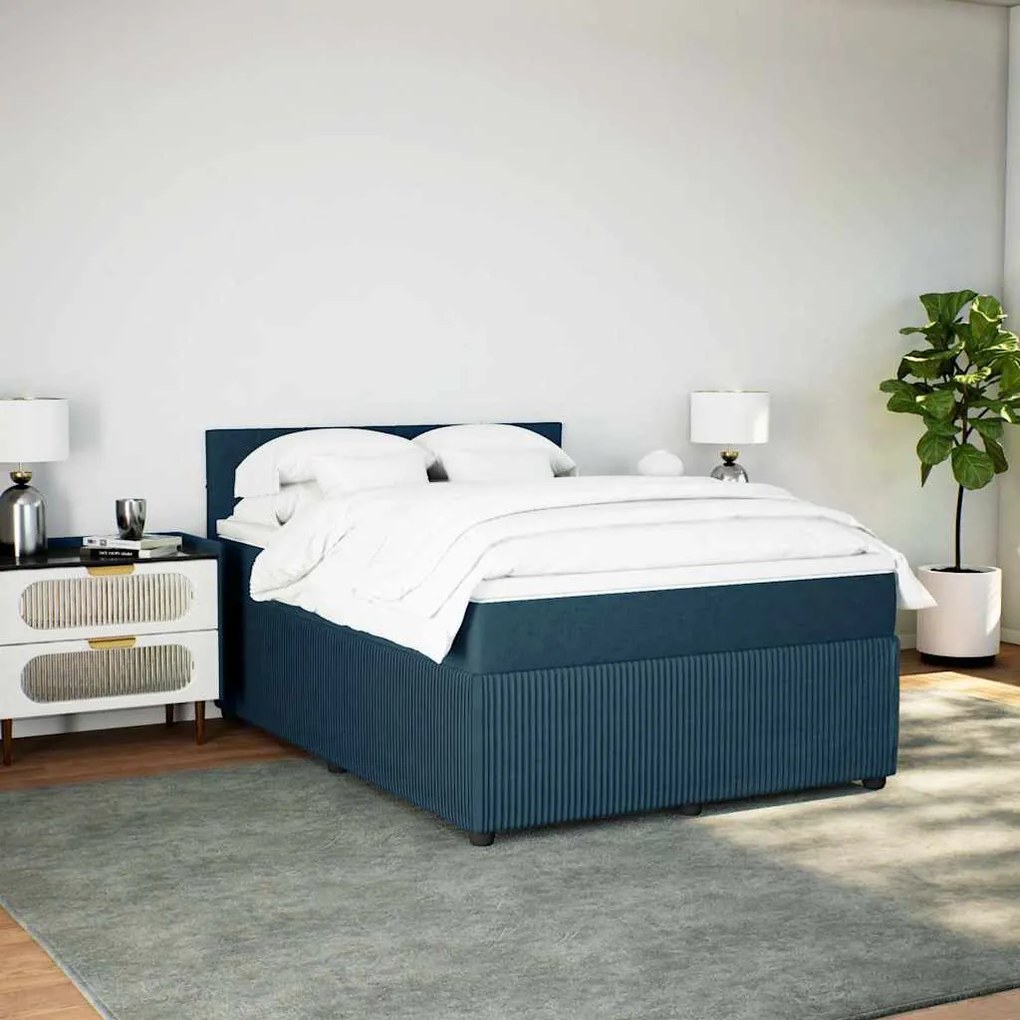 Box spring postel s matrací modrá 140 x 190 cm samet 3287738