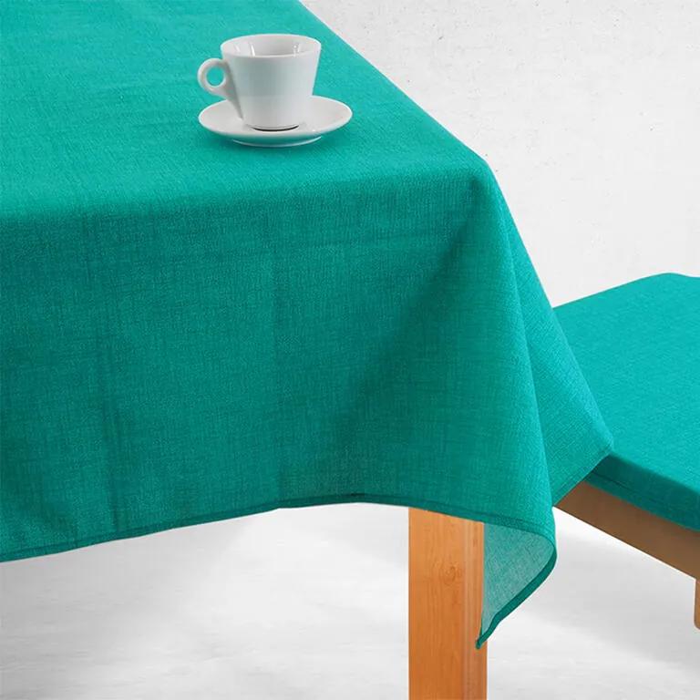 Jednobarevný ubrus BESSY zeleně tyrkysový stolní 140 x 180 cm