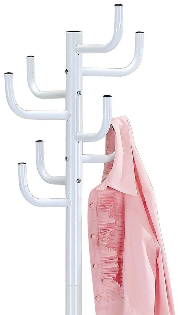 Autronic - Věšák stojanový, kovová konstrukce, bílý lesklý lak, výška 182 cm, nosnost 10 kg - 80609-A WT