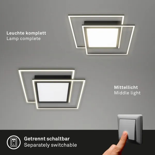 Brilo - LED Stropní svítidlo 2xLED/16W/230V + LED/19W 51,5x51,5 cm černá