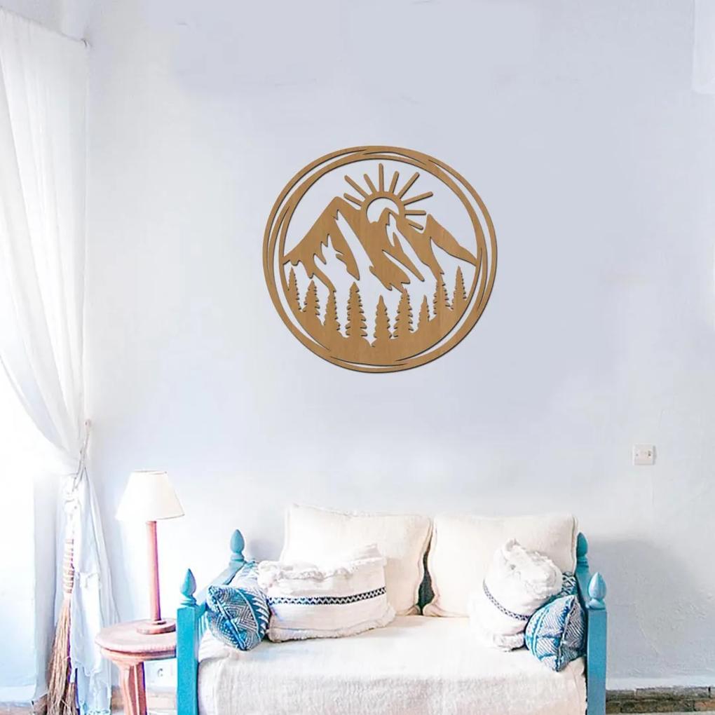 dřevo života Dřevěná dekorace na zeď VÝCHOD SLUNCE Barevný vzor: Borovice - limitovaná edice, Rozměry Ø: 95