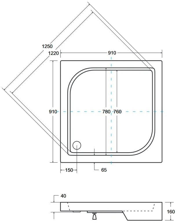 BESCO OSKAR čtvercová sprchová vanička Rozměr A - 90 cm, Rozměr B - 90 cm - OLBVANACOSK90