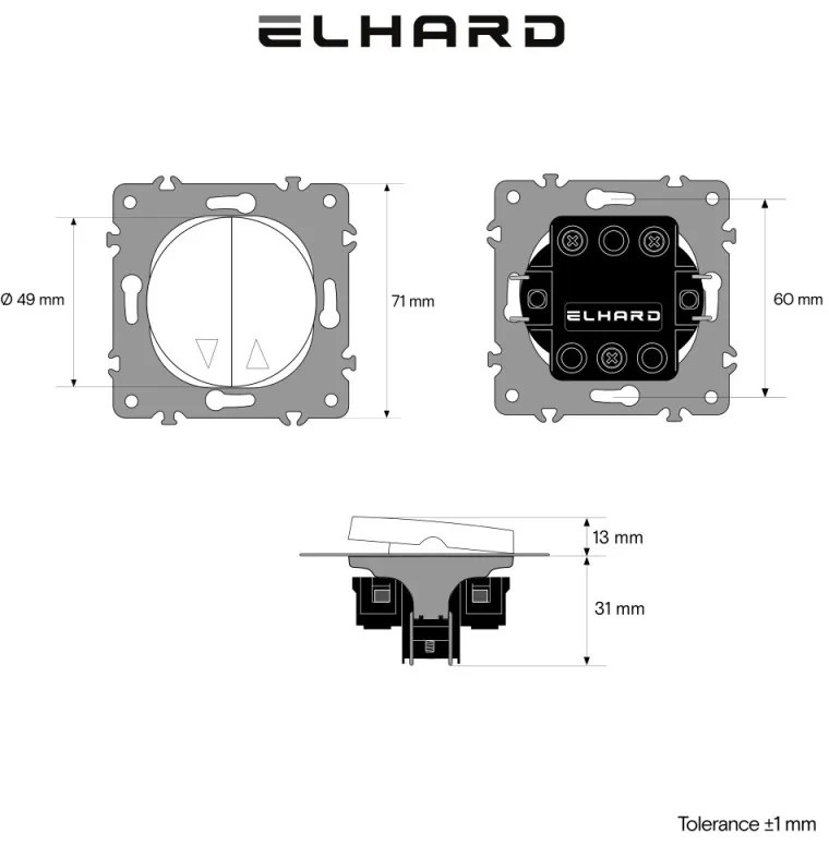 Elhard Kulatý ovladač žaluzií Rondo, černý RD1003B