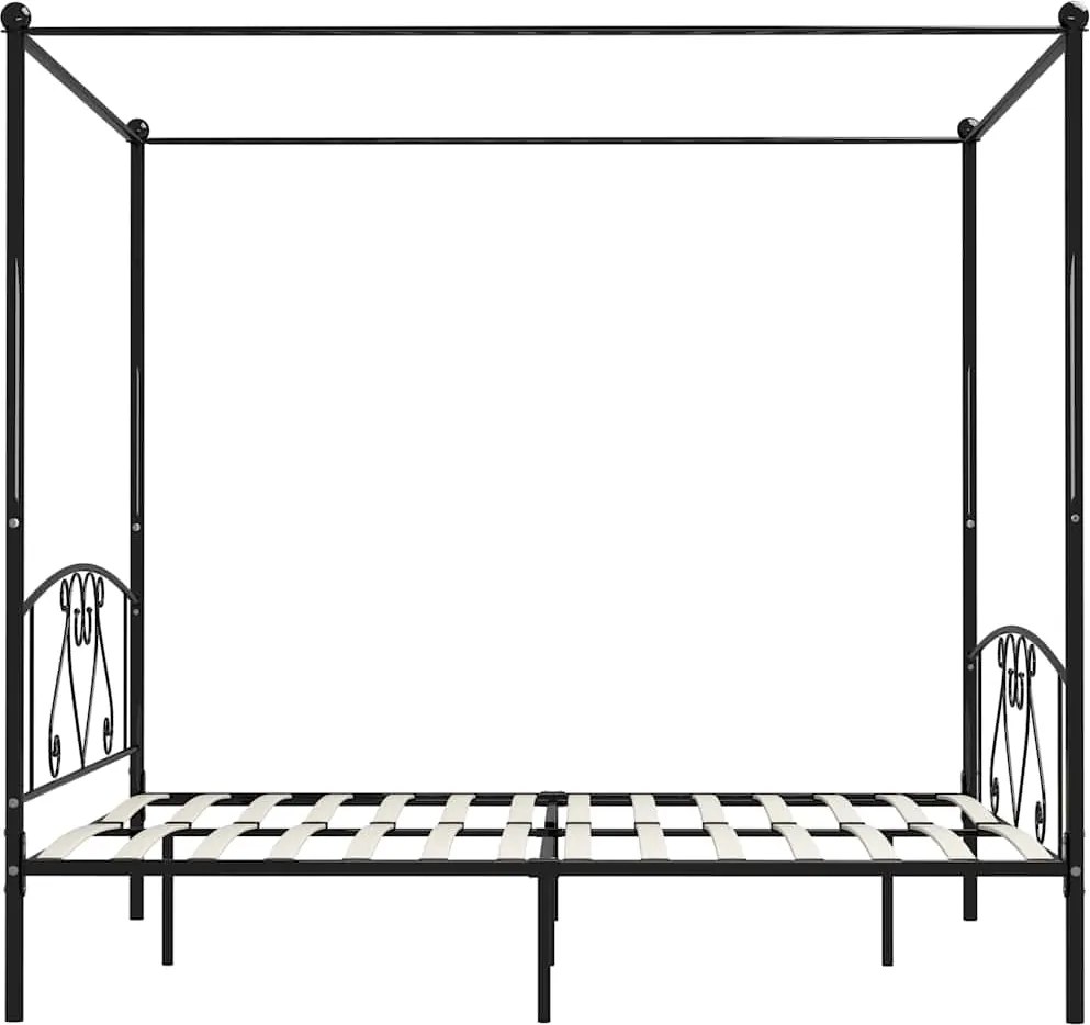 Rám postele s nebesy černý kovový 200 x 200 cm 284439