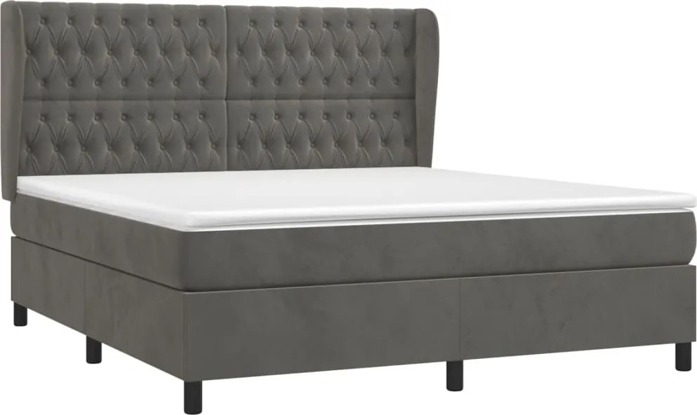 Box spring postel s matrací tmavě šedá 180x200 cm samet 3129406