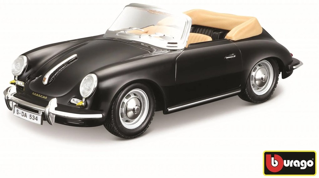 Kovový model bburago porsche 356 b cabriolet black 1:24