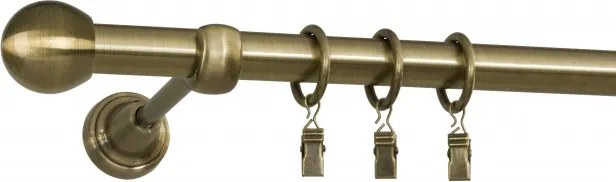 Kovové garnýže Ballo Elegance 19mm, R., Délka 160 cm, Barva Starožitná mosaz, Provedení Jednoduché, Uchycení látky na tunýlek (bez kroužků)
