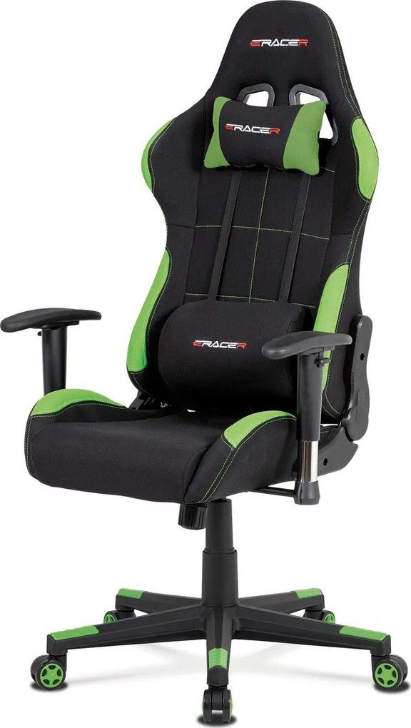 Autronic Kancelářská židle, houpací mech., černá + zelená látka, plastový kříž KA-F02 GRN