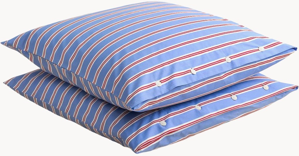 Sada povlaků na polštáře z bavlněného perkálu Striped Blue, 2 díly