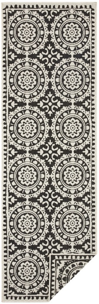 Hanse Home, Běhoun Twin Supreme 104129 Black/Cream – na ven i na doma, 80x350, černobílá, chodba / předsíň