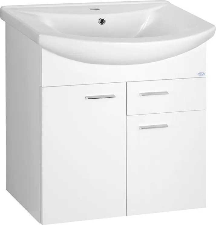 Aqualine Aqualine, ZOJA umyvadlová skříňka 61,5x74x32cm, 2x dvířka, 1x zásuvka, bílá, 51065A