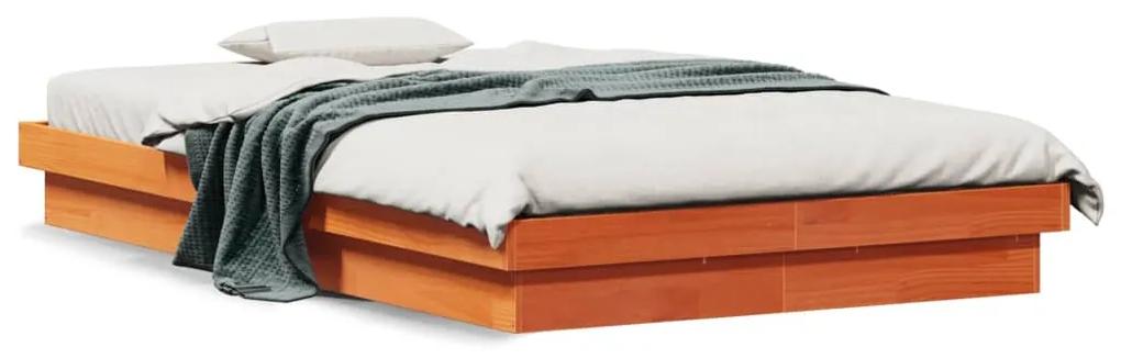 Rám postele s LED voskově hnědý 120 x 190 cm masivní borovice,  844421