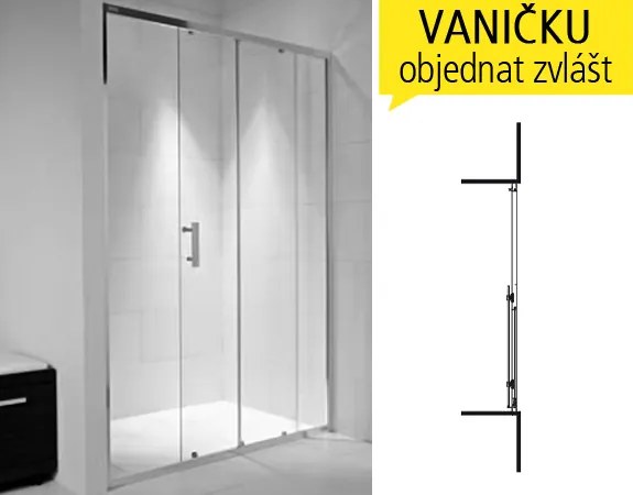 Cubito pure sprchové dveře posuvné 140 cm (1365-1395mm)profil:stříbro, výplň:transparent, JIKA