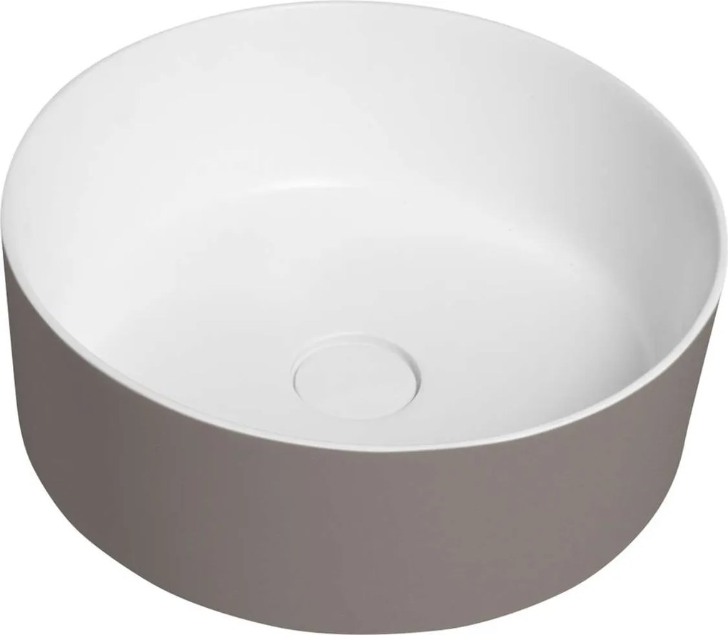 Sapho Thin - Umyvadlo na desku, průměr 38 cm, bez přepadu, bez otvoru pro baterii, matná bílá/agila WN548-43