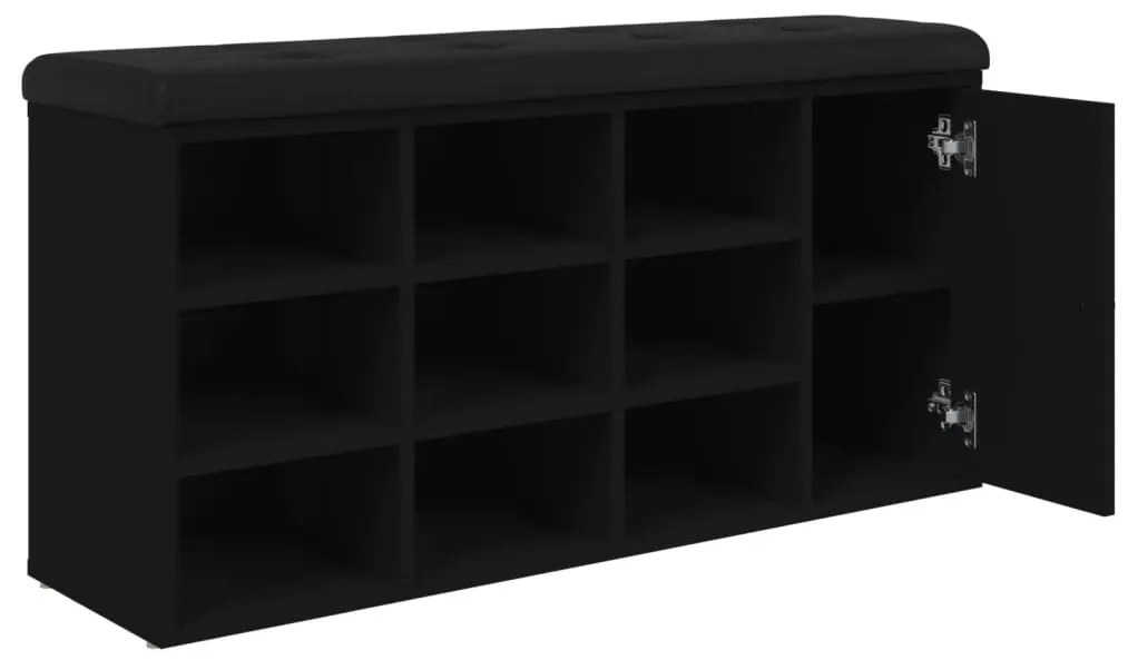 Lavice s botníkem černá 102 x 32 x 50 cm kompozitní dřevo - Default Title
