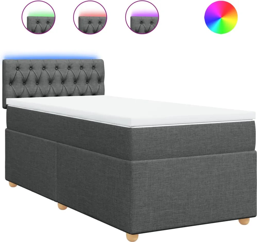 Box spring postel s matrací tmavě šedá 80 x 200 cm textil 3288815