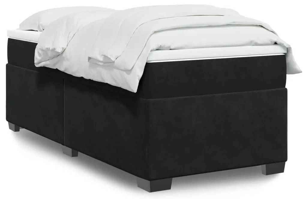 Box spring postel s matrací černá 100x200 cm samet 3285265