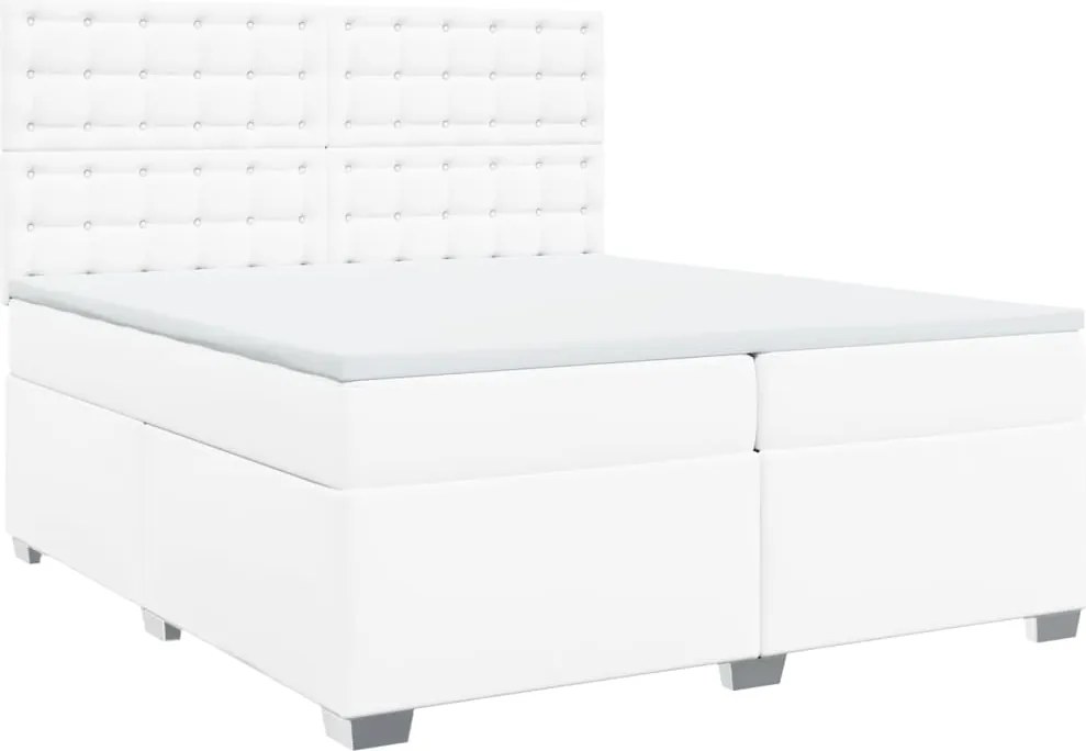 Box spring postel s matrací bílá 200x200 cm umělá kůže 3293037
