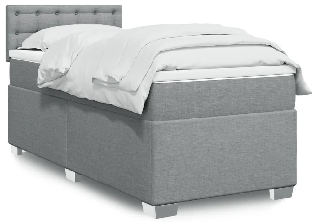 Box spring postel s matrací světle šedá 90x190 cm textil 3288057
