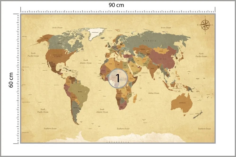 Fototapeta Mapa Světa Hladký vinyl 152.5x104