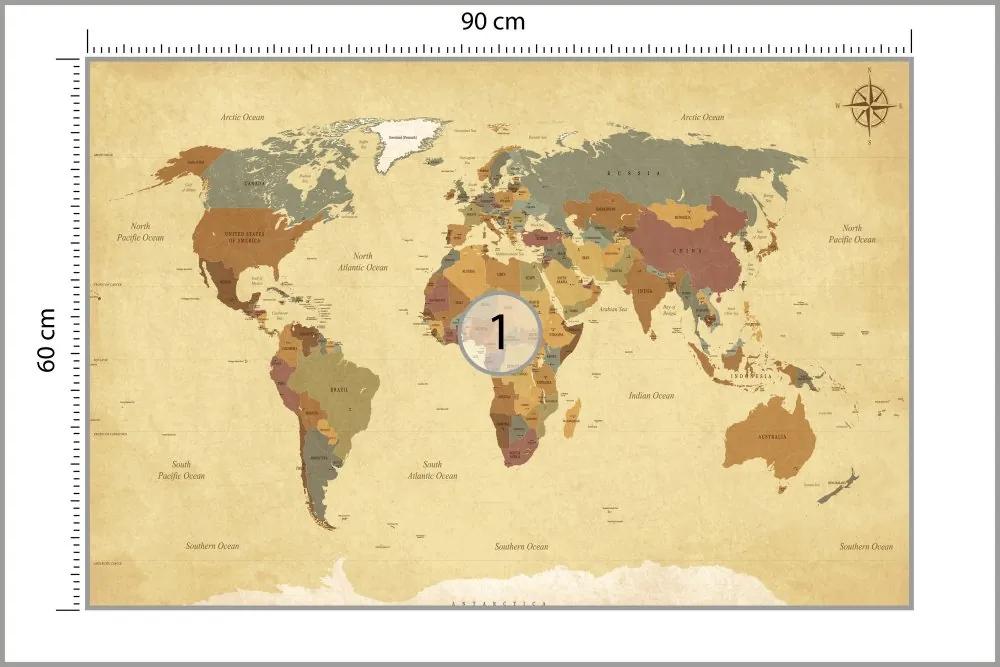 Fototapeta Mapa Světa Omyvatelný vlies 312x219