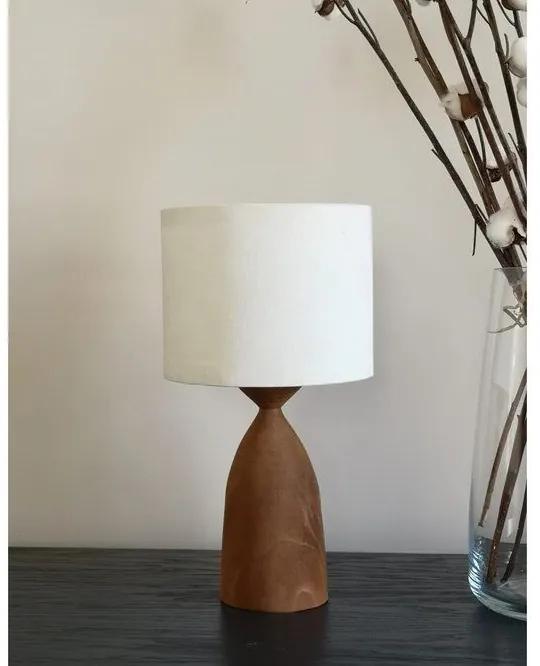 Bílá stolní lampa s cylindrickou dřevěnou nohou Philie