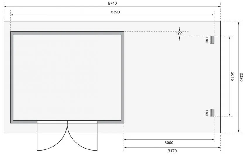 Dřevěný zahradní domek BASTRUP 7 s přístavkem Lanitplast
