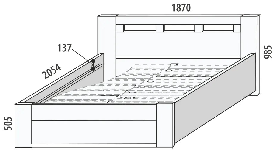 Postel Valencia senior s úložným prostorem Domestav č.191 Materiál: Buk cink, Povrchová úprava: Olej, Specifikace: 180x200