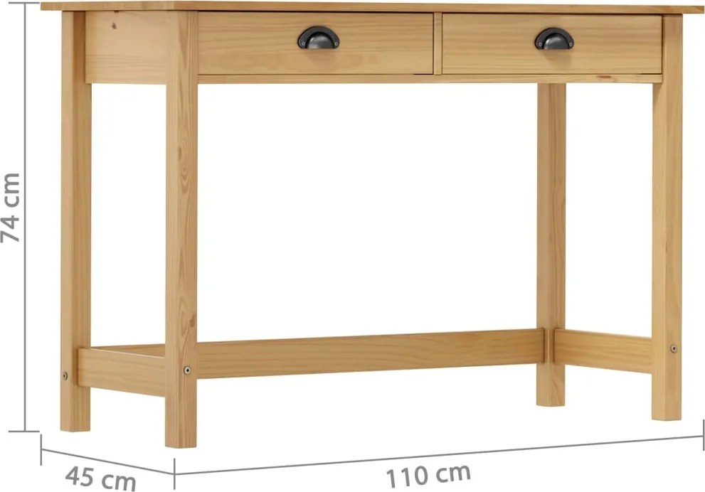 vidaXL Konzolový stolek Hill 2 zásuvky 110x45x74 cm borové dřevo [288991] Barva: Hnědá