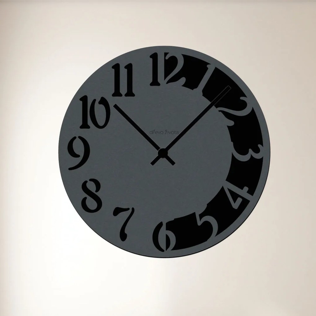 dřevo života Nástěnné hodiny CLOCK Zvolte barvu dekoru: Ořech, Zvolte velikost hodin (cm): 60x60, Barva ručiček: Stříbrné