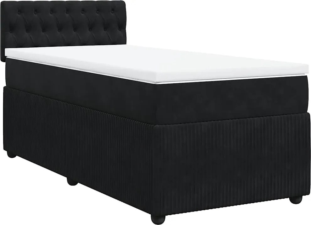 Box spring postel s matrací černá 100x200 cm samet 3289970