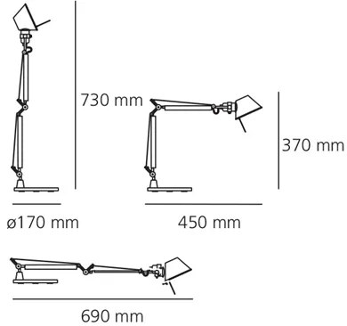 Artemide Tolomeo Micro tavolo, fialová stolní lampa, 1x6W LED E14, 45+37cm