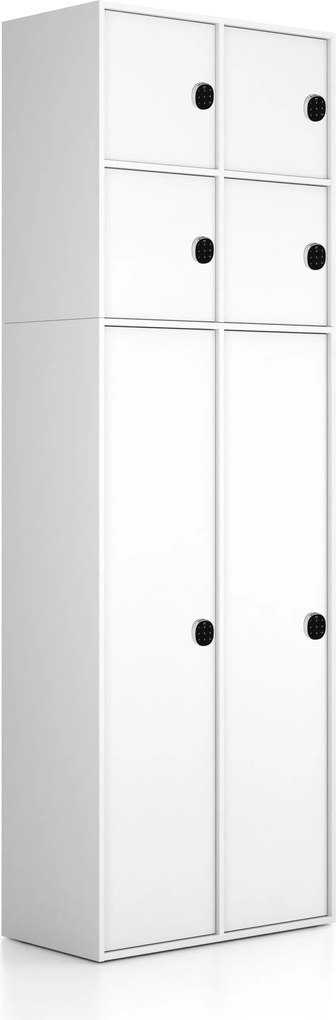 Nástavba pro skříně FRAME, 4x dveře, 872 x 450 x 854 mm, kódový zámek, bílá