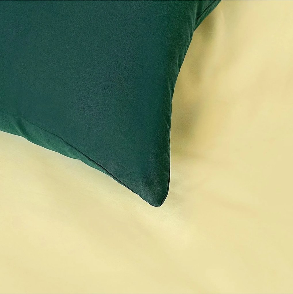 Saténové povlečení LUXURY COLLECTION tmavě zelené/smetanové - 1x 140/200, 1x 70/90cm