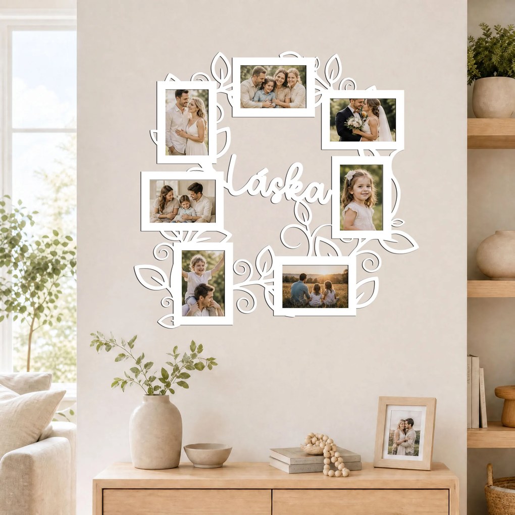dřevo života Dřevěný fotorámeček na více fotek LÁSKA Zvolte barvu dekoru: Wenge, Zvolte velikost fotografie (cm): 10x15