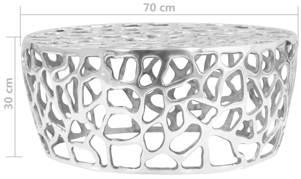vidaXL Marketos Konferenční stolek z litého hliníku 70 x 30 cm stříbrný