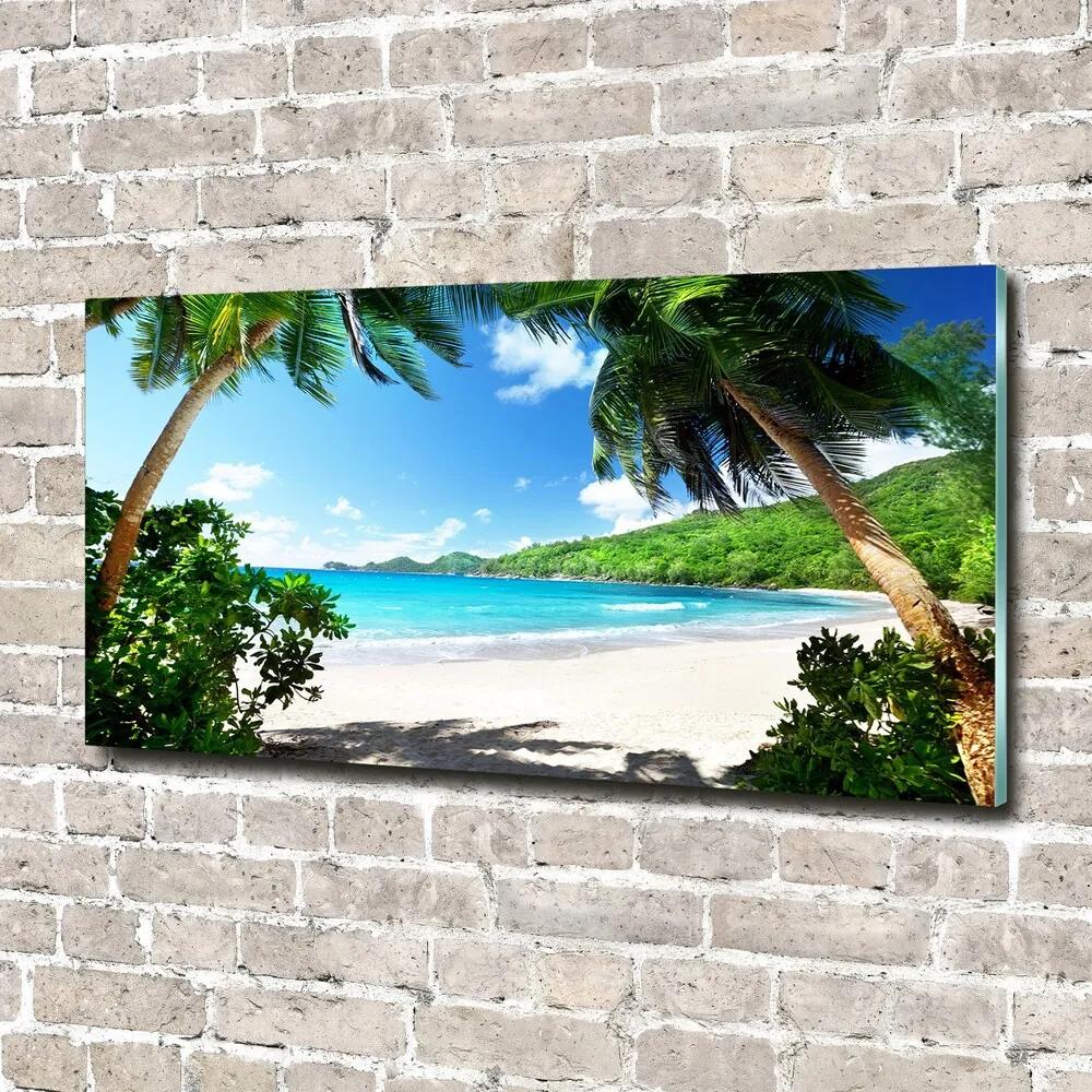 Wallmuralia Foto obraz skleněný horizontální Seychely pláž 140x70 cm