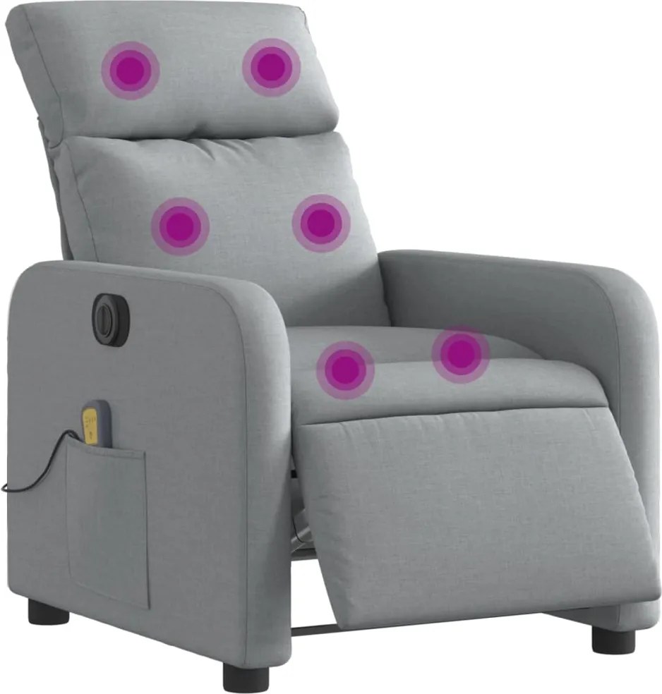 Elektrické masážní polohovací křeslo světle šedé textil 3206690