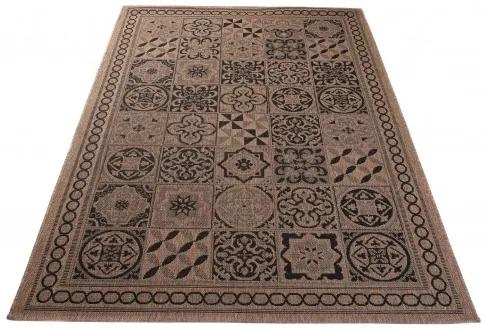 Kusový koberec Sisal Floorlux 20369 Patchwork Coffee / Black Rozměr: 60x110 cm