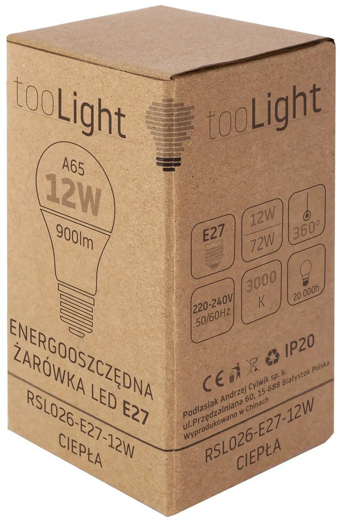 Toolight Toolight, LED žárovka E27, 12W, 900lm, 3000K teplá, RSL026, OSW-20011