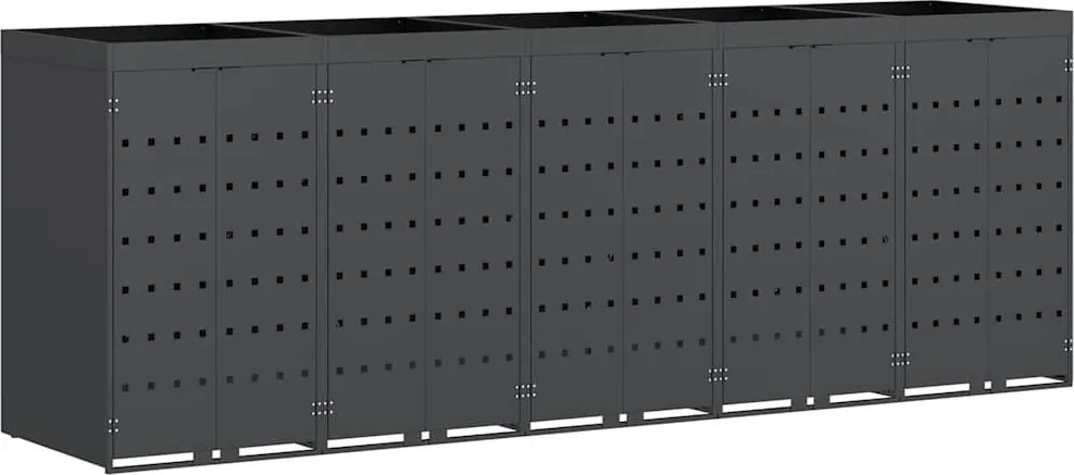 vidaXL Úložný box na 5 popelnic Antracit 340 x 77,5 x 121,5 cm [3394746]