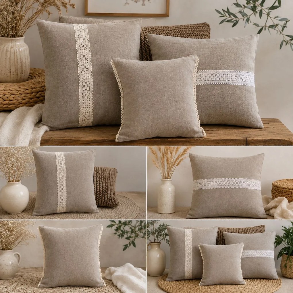 Tom Linen PROVENCE – lněný povlak s krajkou Velikost: 40x60cm