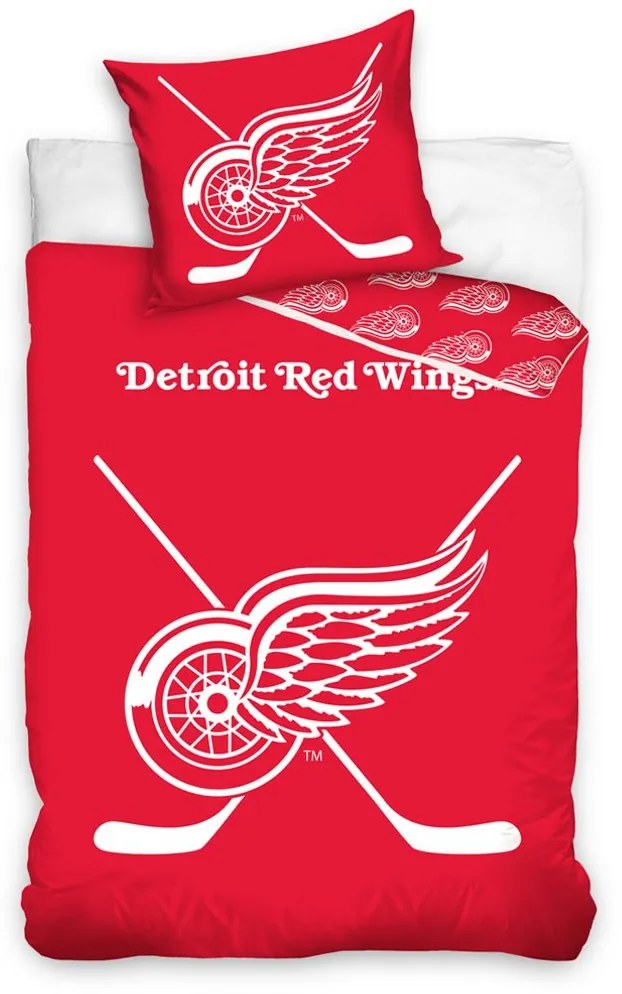 Bavlněné povlečení s 3D fototiskem 140x200, 70x90 cm - Detroit Red Wings
