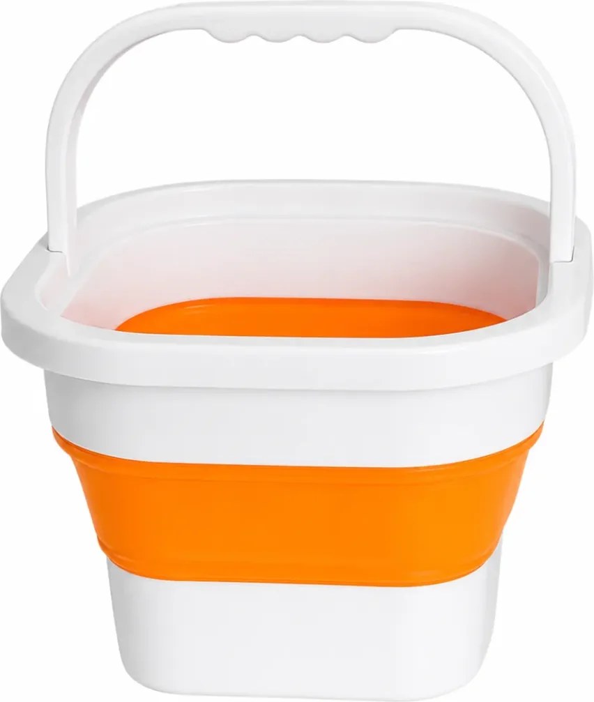 Skládací silikonový kempingový kbelík o objemu 10 litrů s uchem VERK - oranžový