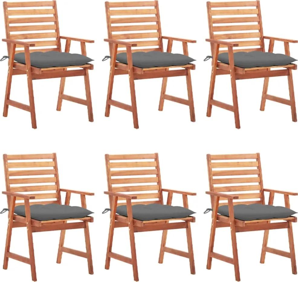 vidaXL Zahradní jídelní židle 6 ks s poduškami masivní akáciové dřevo [3078367] Barva: Černá
