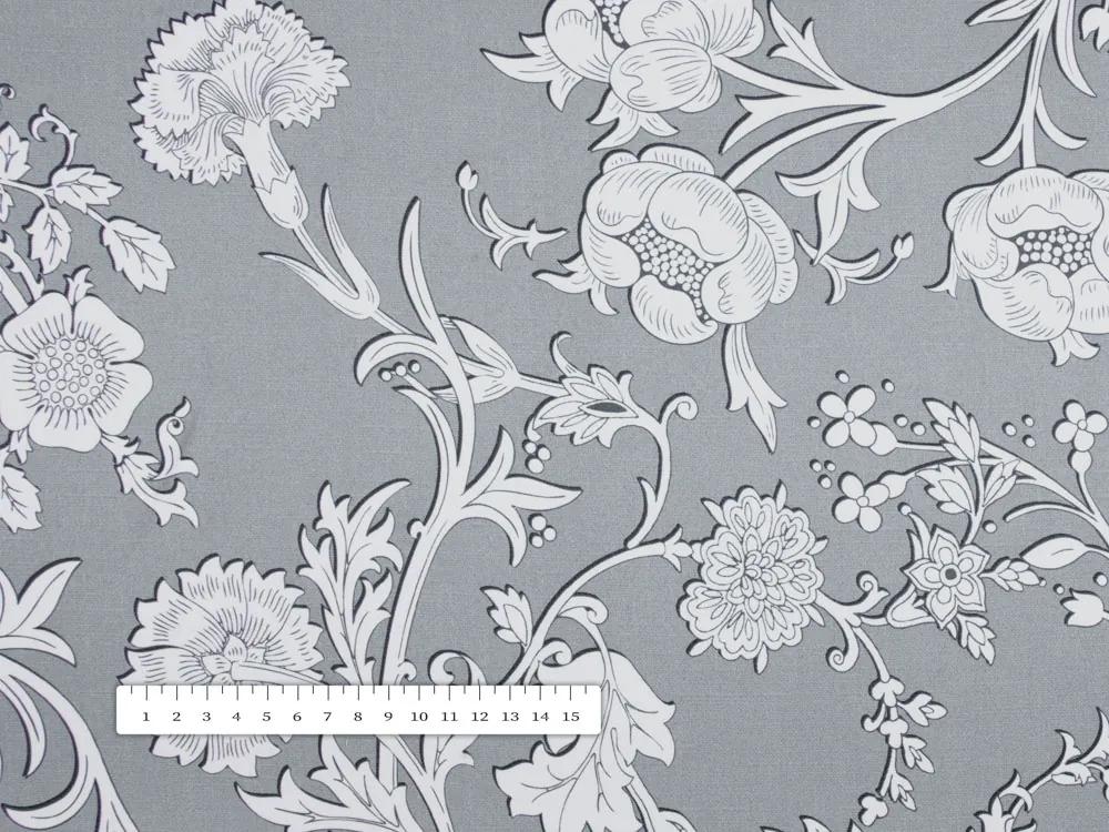 Biante Dekorační běhoun na stůl PM-046 Zámecké květy na světle šedém 20x140 cm