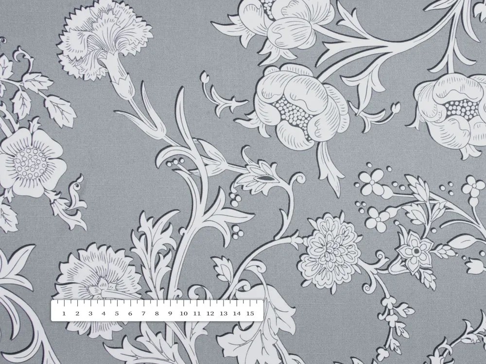 Biante Dekorační čtvercový ubrus PM-046 Zámecké květy na světle šedém 140x140 cm