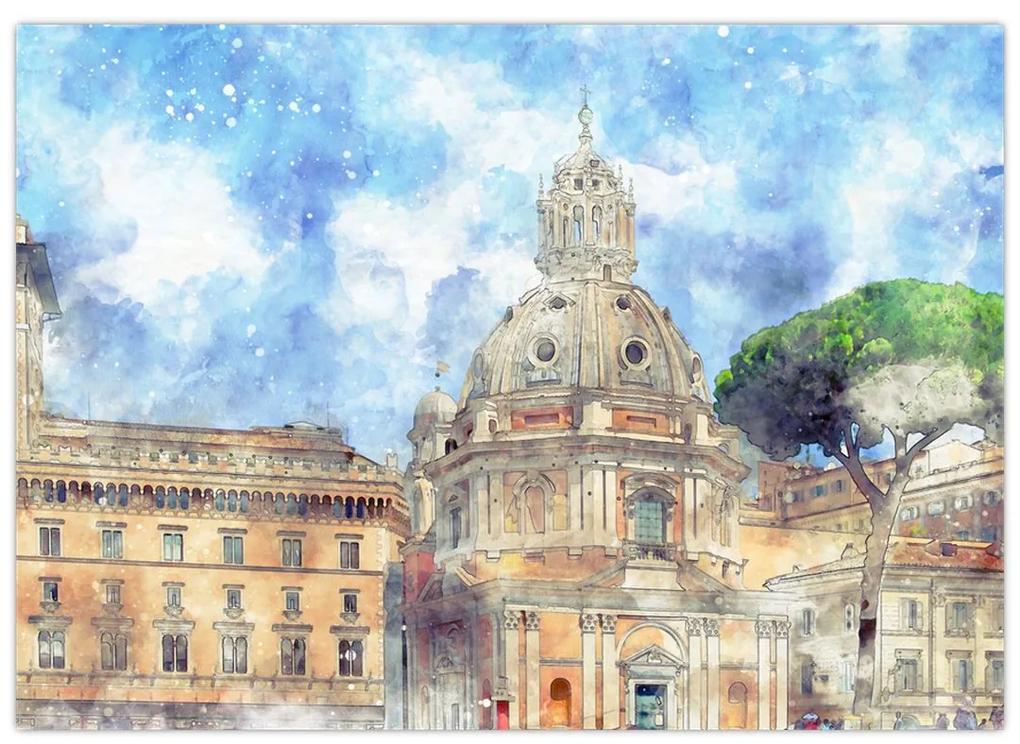 Skleněný obraz - Kostel Santa Maria di Loreto, Řím, Itálie (70x50 cm)